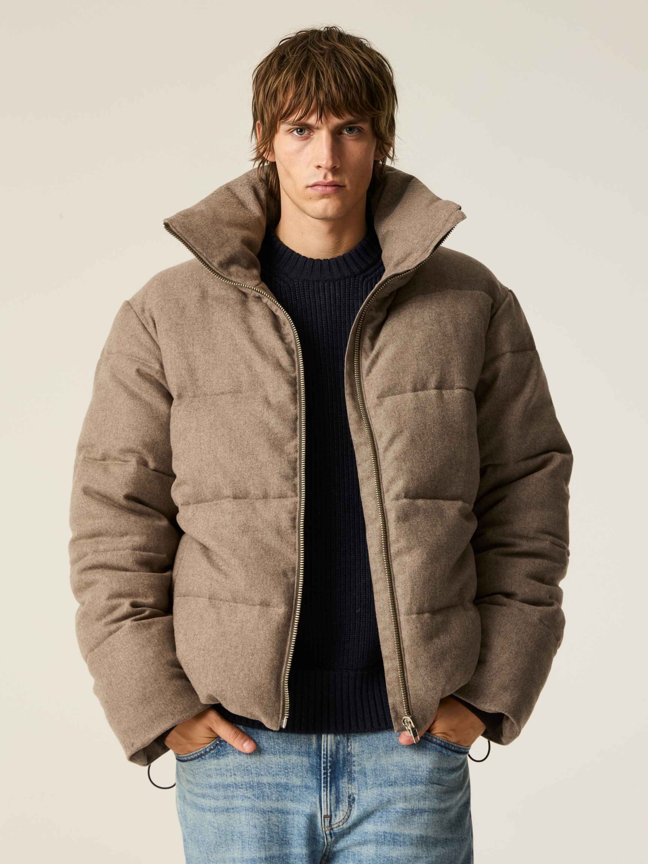 Brown Wool Puffer Jacket - Men's/Women's - Sheep Inc