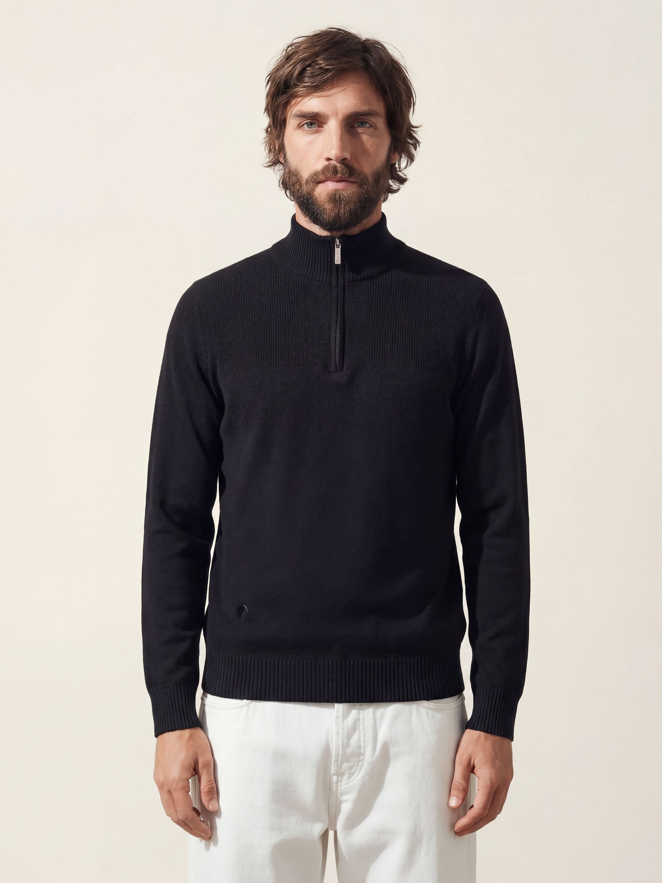 Anthracite Black - Merino Wool Half Zip Sweater | Sheep Inc.
